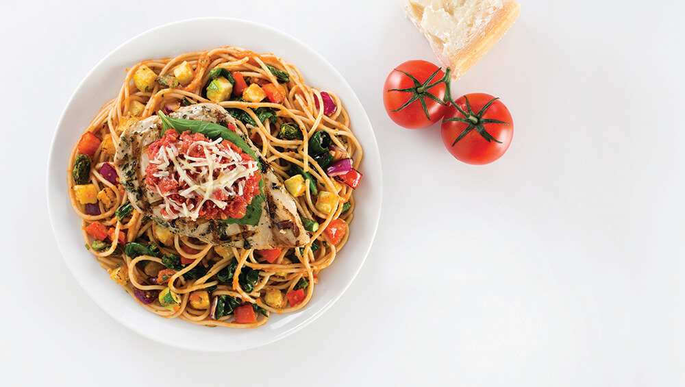 Chicken Parmesan, Veggies & Spaghetti - Mindful by Sodexo Recipes